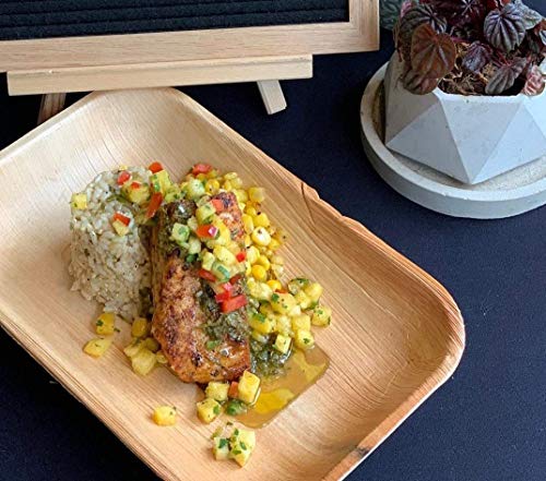 Charity Leaf Disposable Palm Leaf 11" x 7" Trays (25 Pieces) Bamboo Like Serving Platters, Disposable Boards, Eco-Friendly Dinnerware for Weddings, Catering, Events