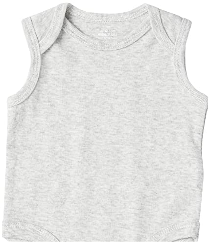 Amazon Essentials Unisex Babies' Sleeveless Bodysuits, Pack of 6, Navy/Grey Heather/White, Newborn