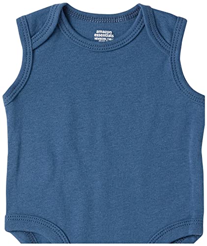 Amazon Essentials Unisex Babies' Sleeveless Bodysuits, Pack of 6, Navy/Grey Heather/White, Newborn