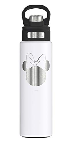Tervis Disney-Minnie Mouse Silhouette Engraved on White Triple Walled Insulated Tumbler, 24 oz Wide Mouth Bottle-Stainless Steel