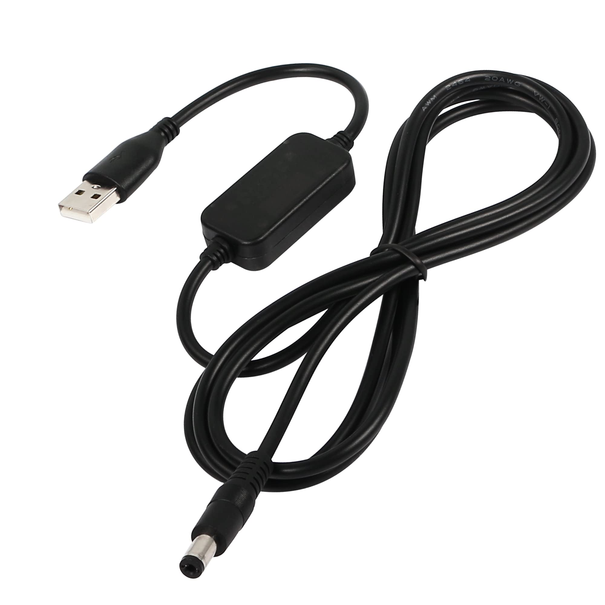 SinLoon USB 5V to DC 5.5mm x 2.1mm 12V Converter Step Up, Voltage Converter Power Cable, for Camera, Desk lamp, Speakers, Blue Tooth Headset, and Other 5V Devices.(1.6M/5.25FT