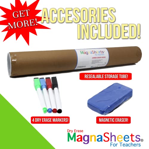 NEW AND IMPROVED FOR 2023! Jumbo Sized Dry Erase Whiteboard Graph Paper for Classroom 22x28 | Complete Erase PET Laminate - No Ghosting, Staining!! | Bonus Storage Tube | Sustainable Teaching Supplies