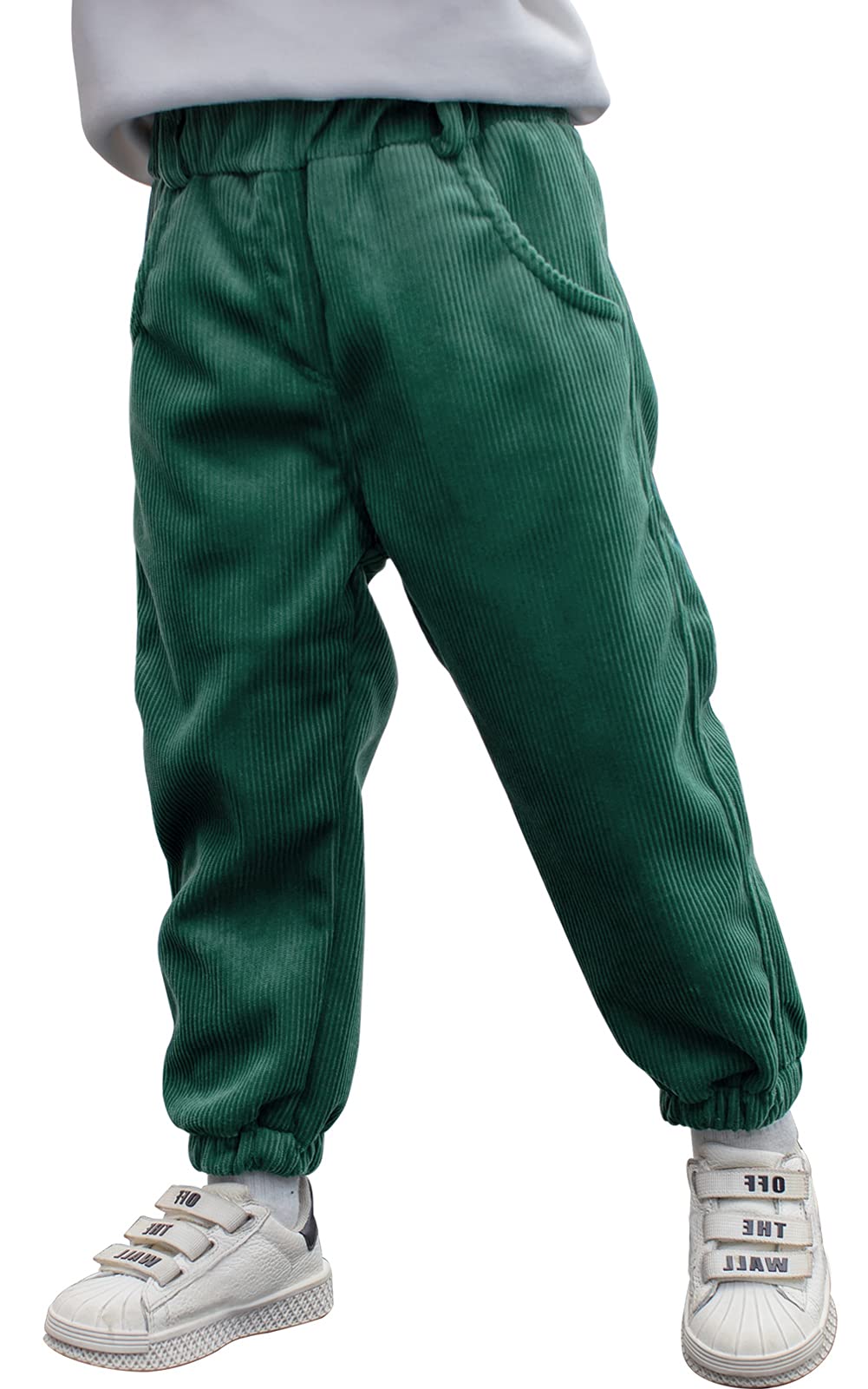 Happy Cherry 5 T Fleece Pants for Boys Girls Warm Winter Track Pants Soft Thicker Corduroy Athletic Pants Activewear Clothes for Toddler Kids Child Green