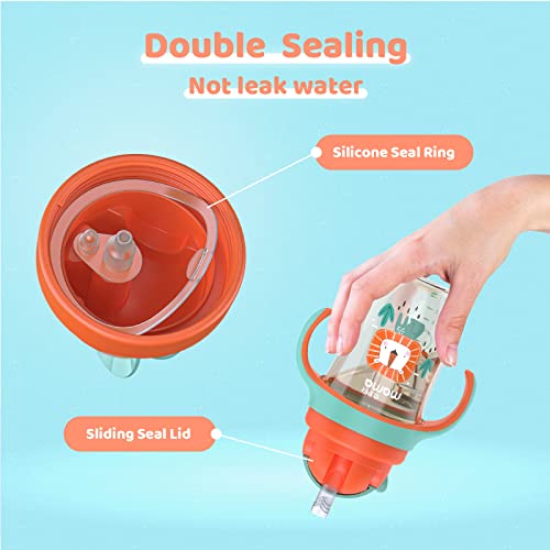 SUPERMAMA Sippy Cups for 1+ Year Old with Spout & Straw(9 Oz), PPSU No Spill Sippy Cups with Weighted Straw, Spill Proof Training Toddler Cups With Handle for Baby 6+ Months