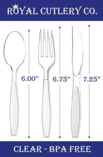 ROYAL CUTLERY CO. Disposable Cutlery set, Color: Clear, 360 Pieces, Heavy Duty Plastic Utensil Set, 180 Forks, 120 Spoons, 60 Knives.