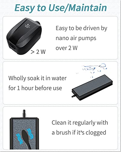 Pawfly 4 Inch Air Stone Grey Mineral Bubble Stone Bar Diffuser Bubbler Airstones for Air Pump, Aquarium, and Fish Tank, 2 Pack