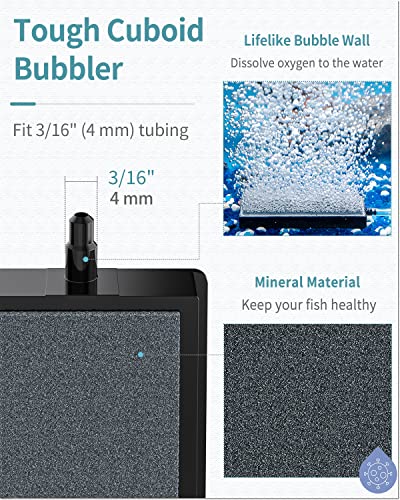 Pawfly 4 Inch Air Stone Grey Mineral Bubble Stone Bar Diffuser Bubbler Airstones for Air Pump, Aquarium, and Fish Tank, 2 Pack