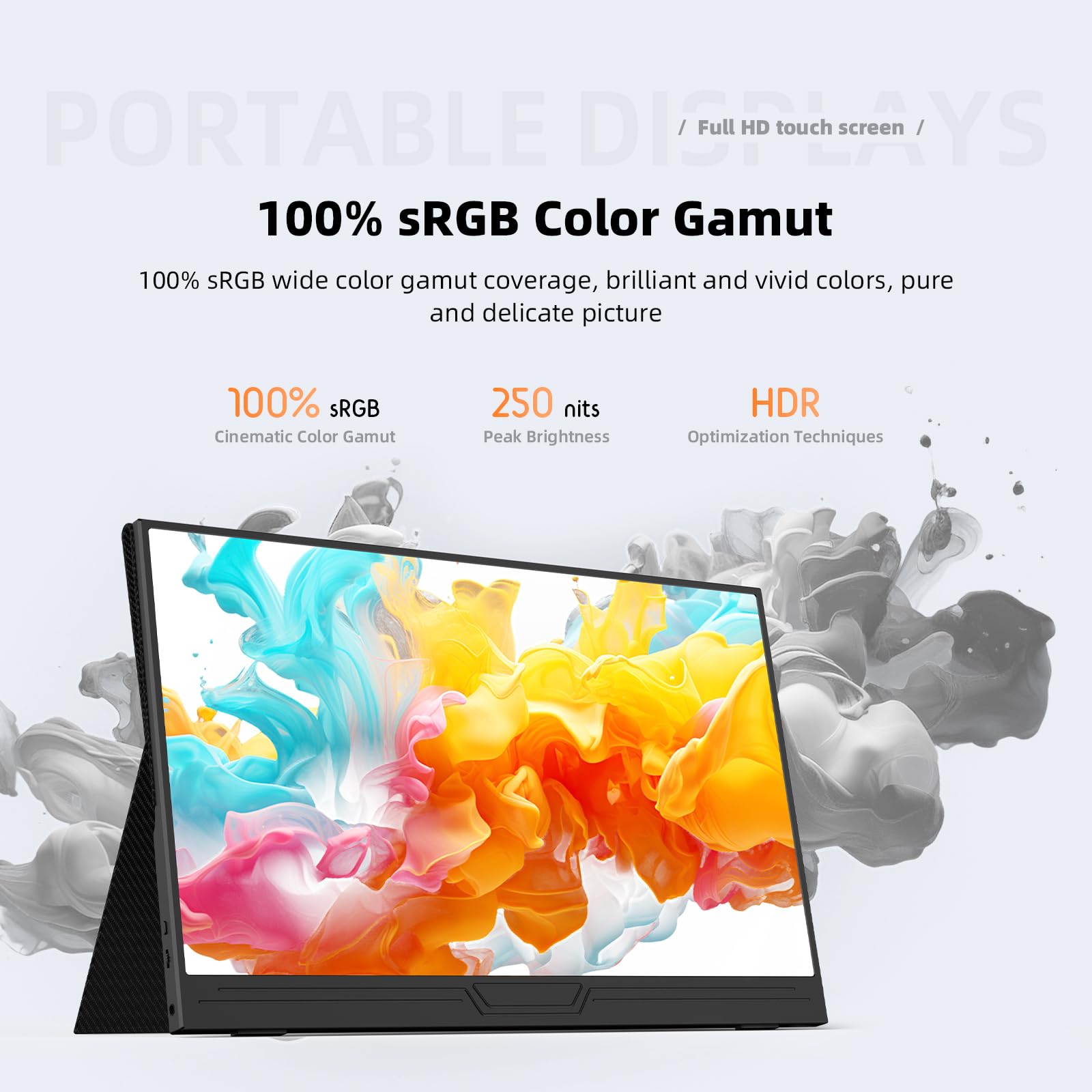 PONKLOIE 15.6" FHD 1080P Portable Gaming/Office Monitor, 178 Viewing Angle, 1.8 lbs, USB-C/HDMI, Freesync, Wall Mountable, Black