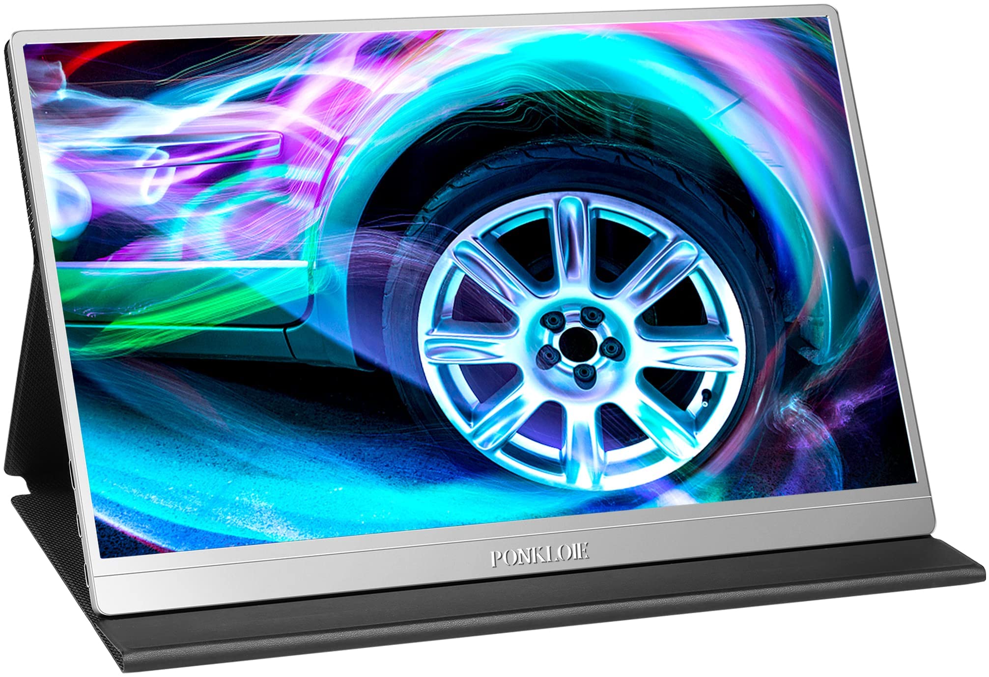 PONKLOIE 15.6" FHD 1080P Portable Gaming/Office Monitor, 178 Viewing Angle, 1.8 lbs, USB-C/HDMI, Freesync, Wall Mountable, Black