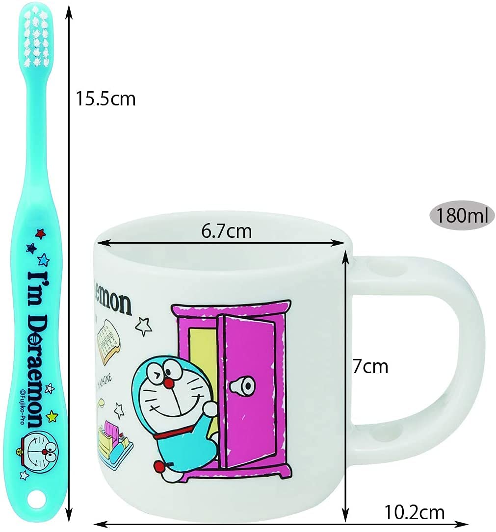 Japan Skater Toothbrush Set Cup with Stand 3-5 Years Old I'm Doraemon Secret Tool Doraemon 180ml 14.5cm KTB5 Import