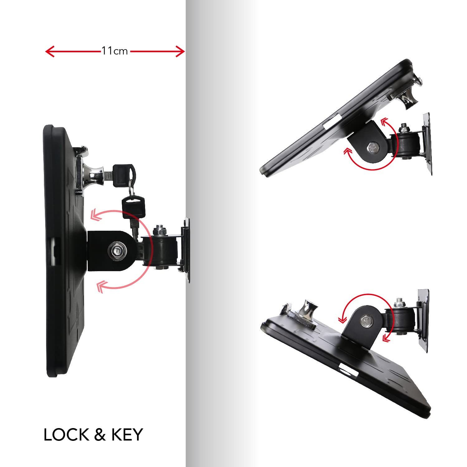 WeSTRUGGLE On Wall Mount bracket for iPad 9.7"(6th,5th,Gen.), 9.7"Air1& 2, iPad 9.7"Pro, Excluding iPad 9.7"(1th,2th,3th,4th,Gen.),Anti Theft Lock , Rotate Design Arbitrary ,Multi Angle, Metal,(Black)