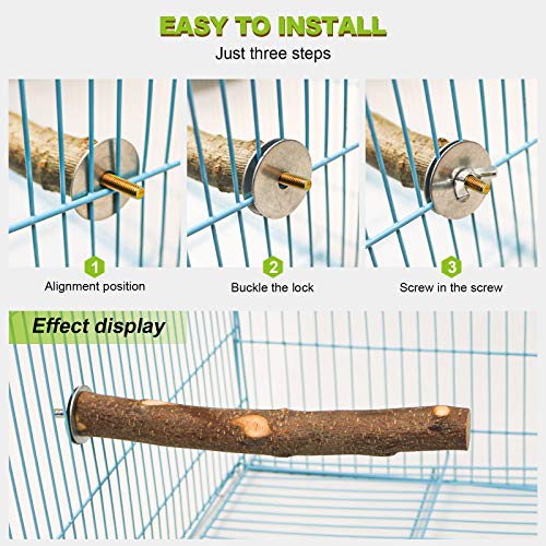4 Pack Natural Wood Bird Perch for Bird Cages,Parrot Stand Perch Platform Exercise Playground Toys Paw Grinding Stick Perch Stand Cage Accessories for Budgies Cockatiel Conure Parakeet Lovebirds (H01)