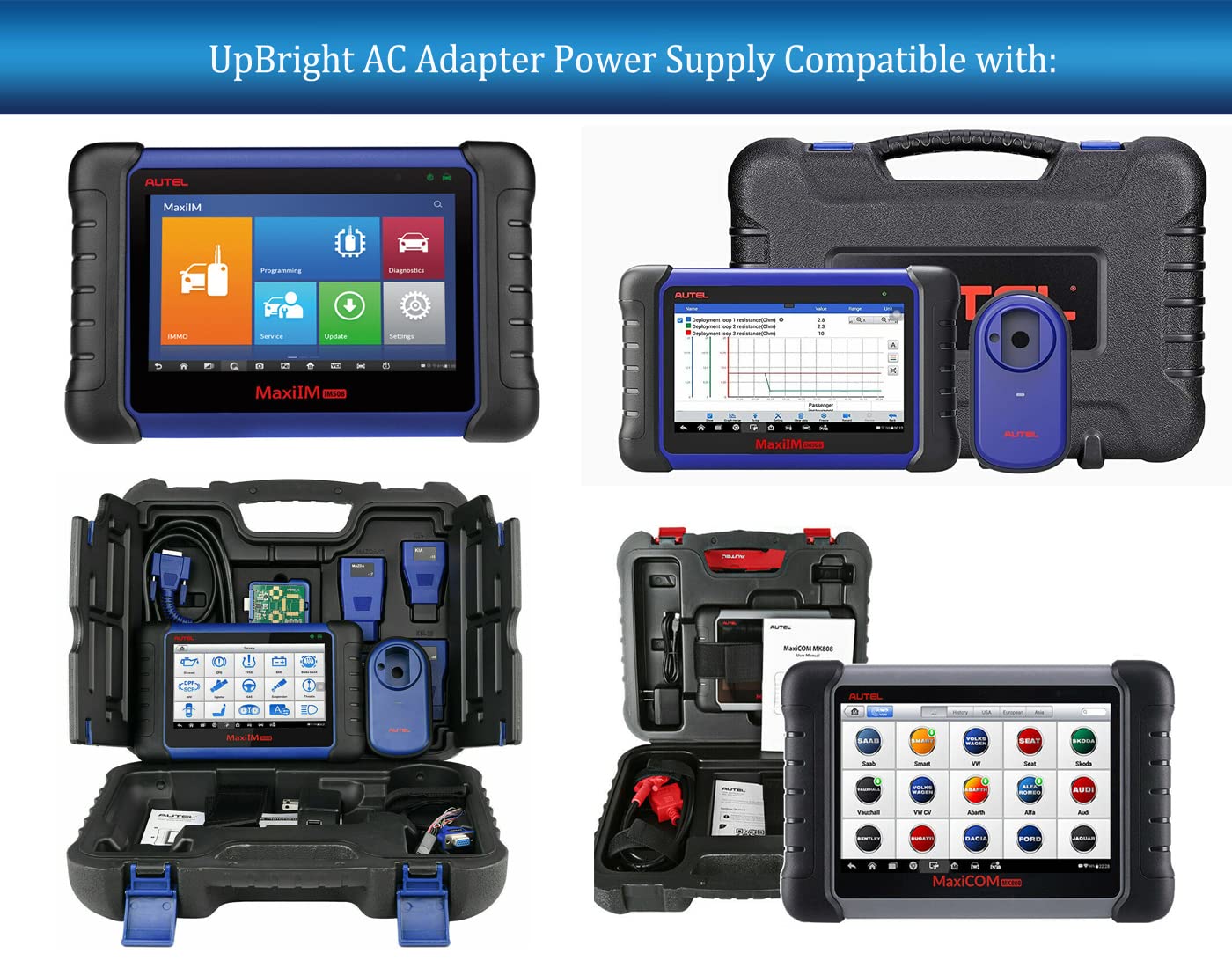 UpBright USB 5V AC/DC Adapter Compatible with Autel MaxiIM IM508 TS608 DS808 NaxiCOM MK808TS MPMXMK808BT MK808/TS MX808/TS/BT MP808/TS Auto Daignostic Tool Scan Tools 5VDC Power Supply Charger