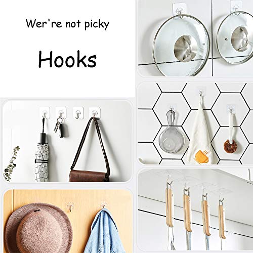 Adhesive Wall Hooks(22 lb MAX)Heavy Duty Wall Hangers Without Nails 180 Degree Rotating Seamless Scratch Hooks for Hanging Bathroom Kitchen Office Door Home Improvement Sticky Hooks - 20 Pack