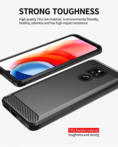 yuanming Compatible with Moto G Play 2021 Case,with HD Screen Protector,Shock-Absorption Flexible TPU Bumper Cove Soft Rubber Protective Case for Motorola Moto G Play 2021 (Black Brushed TPU)