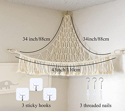 Stuffed Animal Hammock,Toy Net Hammock for Stuffed Animals is Suitable Kids or Childrens Bedroom Room Wall Storage Organizer or Décor (Small)