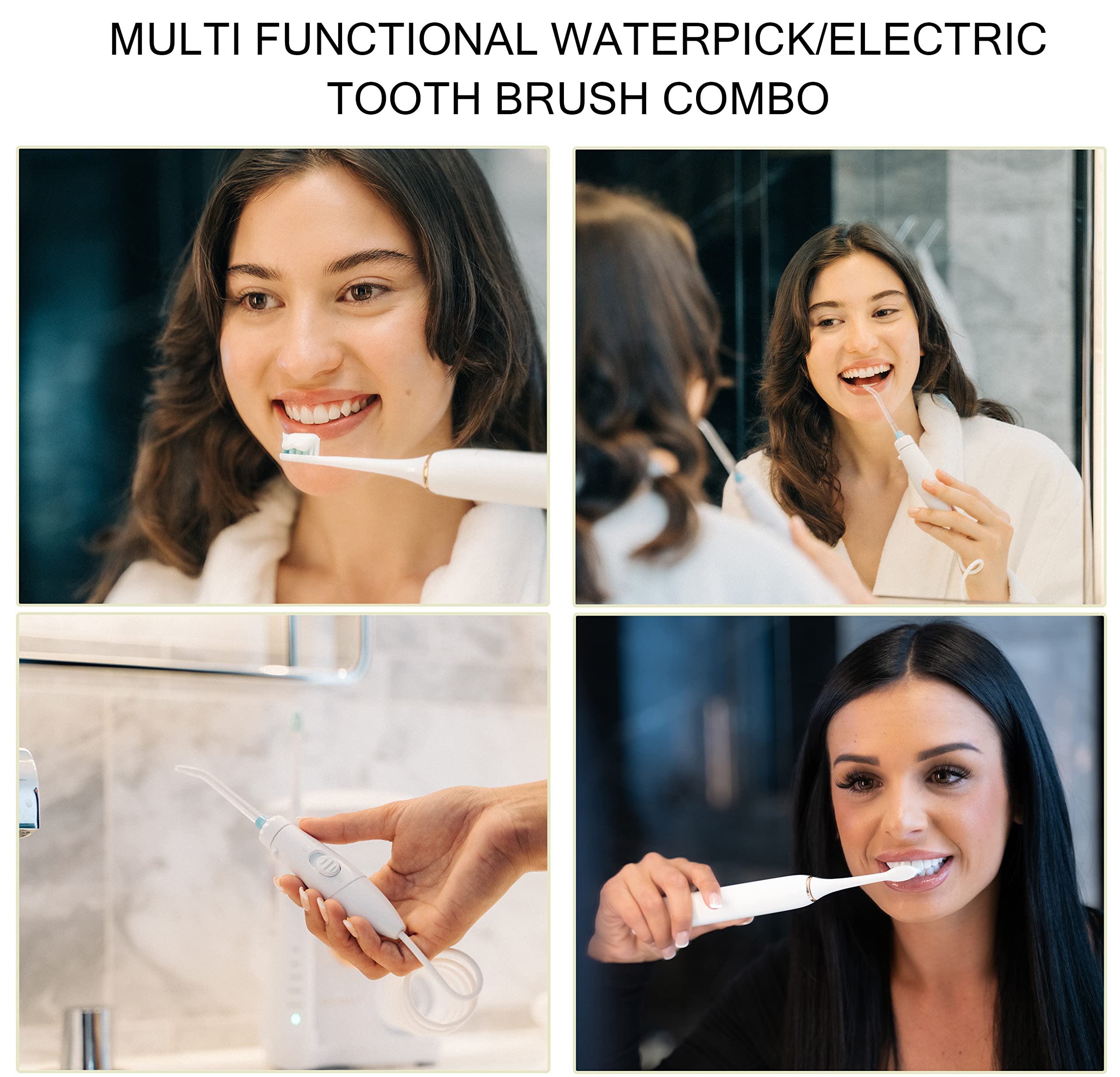 Denfinity Electric Toothbrush with Water Flosser Combo White Multifunction Sonic Irrigator