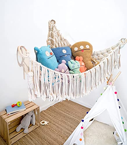 Stuffed Animal Hammock,Toy Net Hammock for Stuffed Animals is Suitable Kids or Childrens Bedroom Room Wall Storage Organizer or Décor (Small)