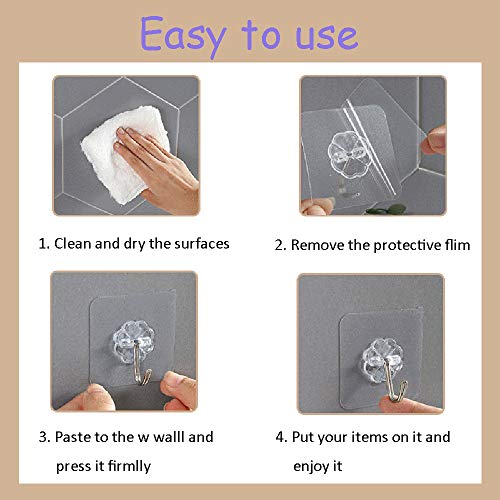 Adhesive Wall Hooks(22 lb MAX)Heavy Duty Wall Hangers Without Nails 180 Degree Rotating Seamless Scratch Hooks for Hanging Bathroom Kitchen Office Door Home Improvement Sticky Hooks - 20 Pack