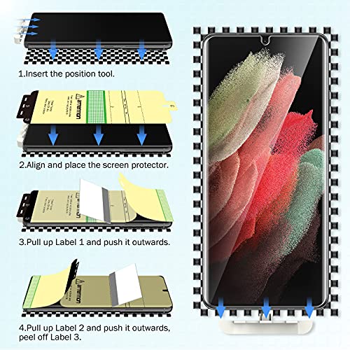 [2+2 Pack] EGV Compatible for Samsung Galaxy S21 Ultra 5G 6.8-inch, Flexible TPU Screen Protector and Tempered Glass Camera Lens Protector [Support Fingerprint Reader] [Easy Installation] Model No.ZZU