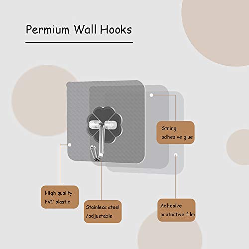 Adhesive Wall Hooks(22 lb MAX)Heavy Duty Wall Hangers Without Nails 180 Degree Rotating Seamless Scratch Hooks for Hanging Bathroom Kitchen Office Door Home Improvement Sticky Hooks - 20 Pack