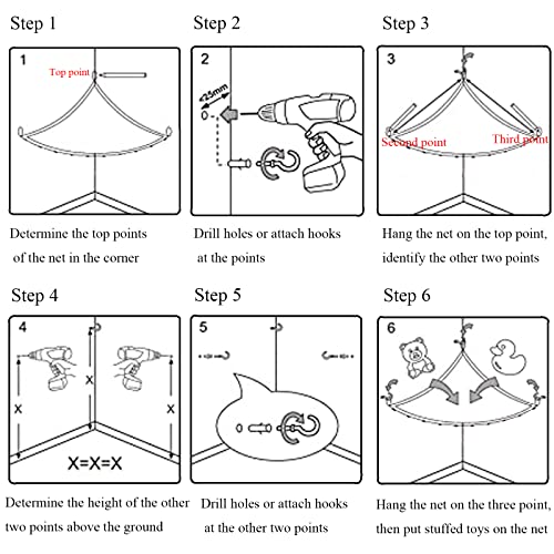 Stuffed Animal Hammock,Toy Net Hammock for Stuffed Animals is Suitable Kids or Childrens Bedroom Room Wall Storage Organizer or Décor (Small)