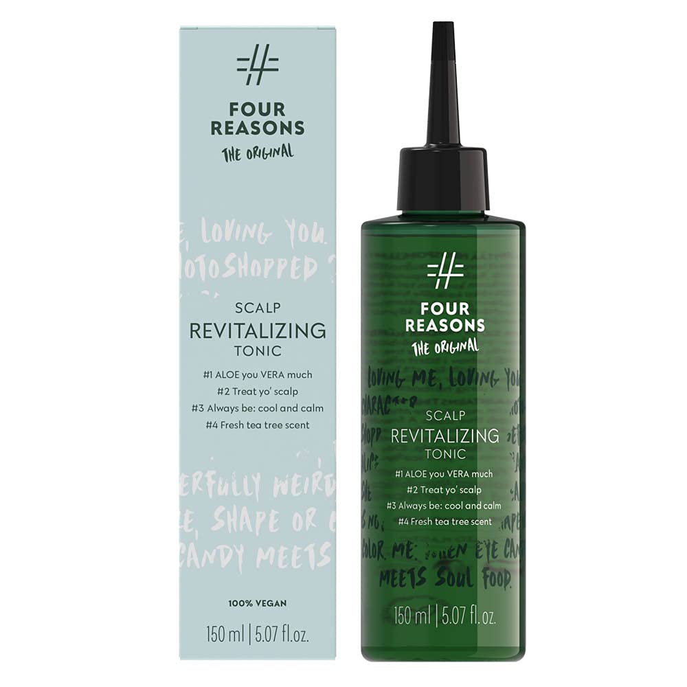 Four Reasons Original Scalp Revitalizing Tonic- Moisturizing & Calming Anti-Itch Hair Tonic With Tea Tree Oil and Aloe Vera For Dry, Flaky, Itchy Scalp - 100% Vegan & Cruelty Free - 5.07 fl.oz