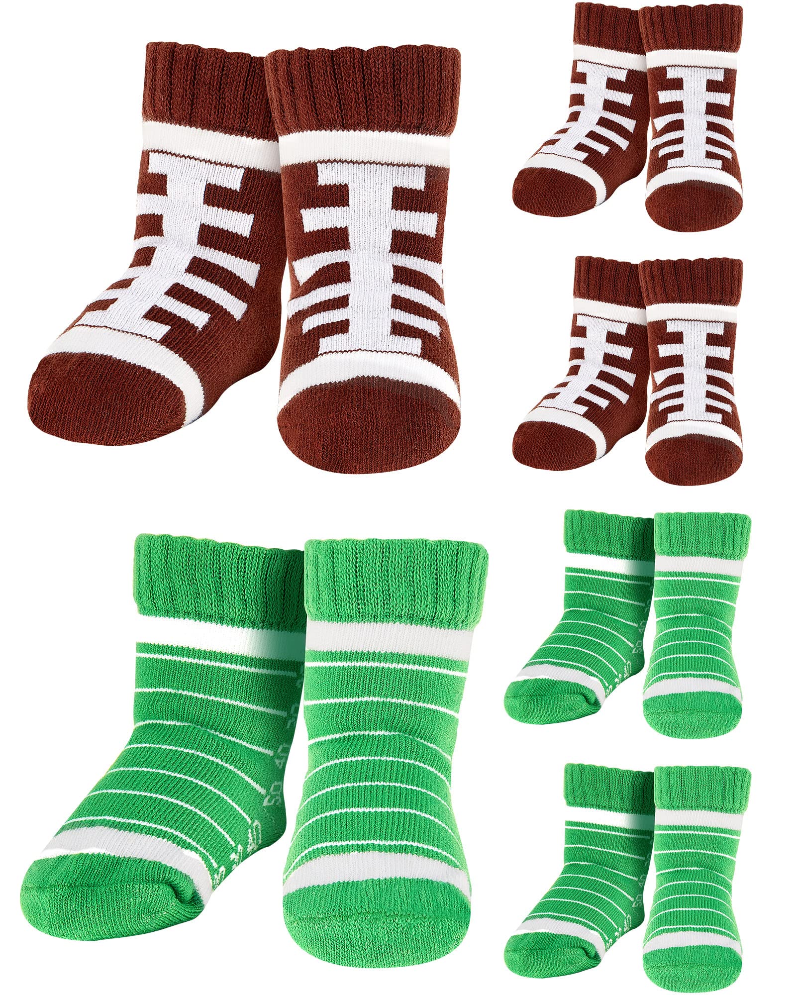 Hicarer Baby Football Outfit 6 Pairs Baby Boy Football Socks Newborn Touchdown Football Socks Infant Toddler Socks Toddler Ankle Socks for 0-12 Months Boys