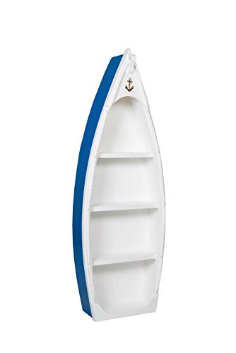 DutchCrafters 4' Coastal Boat Bookcase with Book Shelves, Décor Storage Organization - Amish Made in USA (Bright Blue)