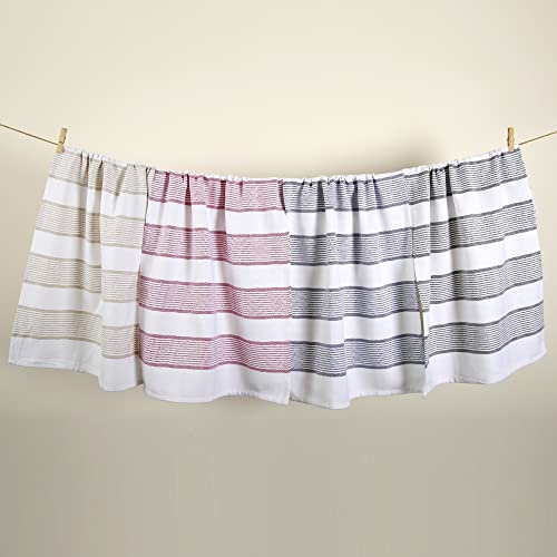 Country Maison Stripe Kitchen Towels | Pack of 6 | 18 x 28 Inches | Highly Absorbent |100% Cotton Dish Towels | Tea Towels | Bar Towels | Blue