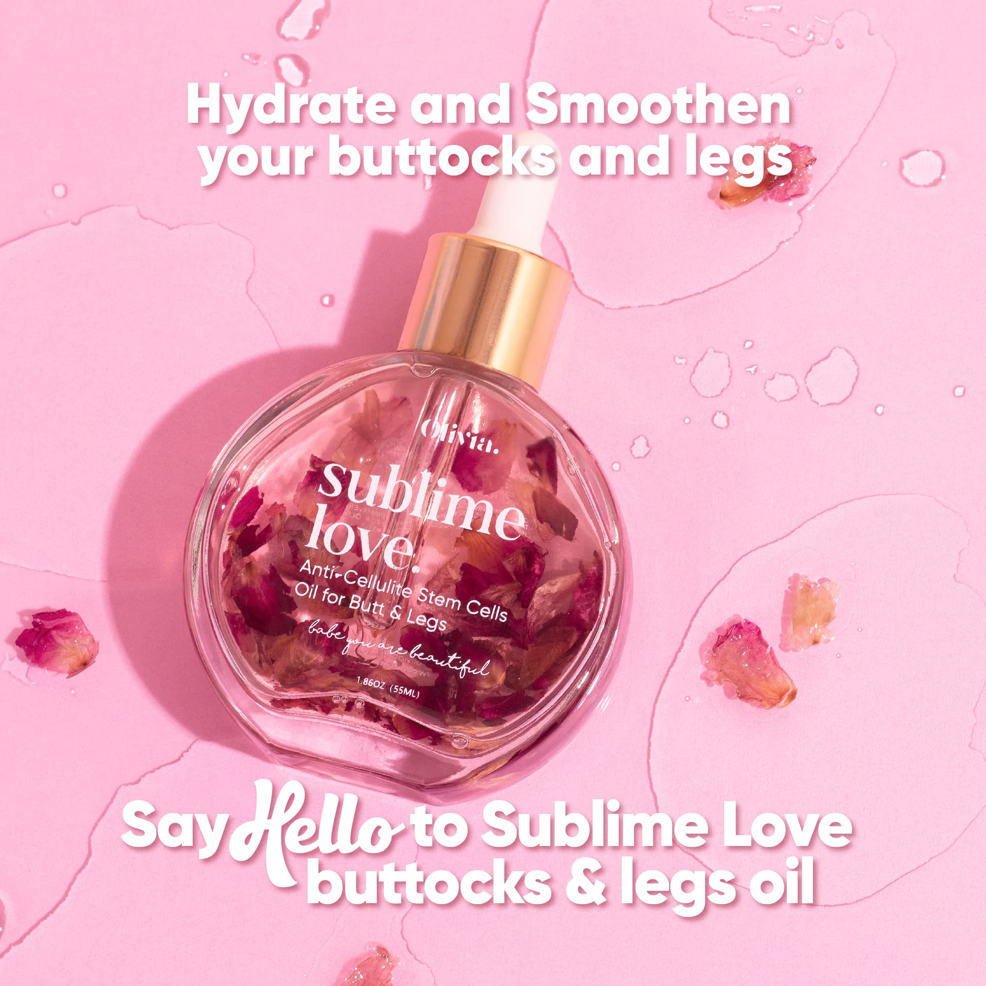 Olivia Buttocks & Legs Nourishing Sublime Love Oil - Moisturizing Body Oil for Dry, Non-Greasy Skin Care, Softens, Hydrates.1.8 Fl Oz