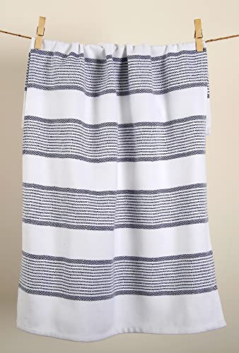 Country Maison Stripe Kitchen Towels | Pack of 6 | 18 x 28 Inches | Highly Absorbent |100% Cotton Dish Towels | Tea Towels | Bar Towels | Blue