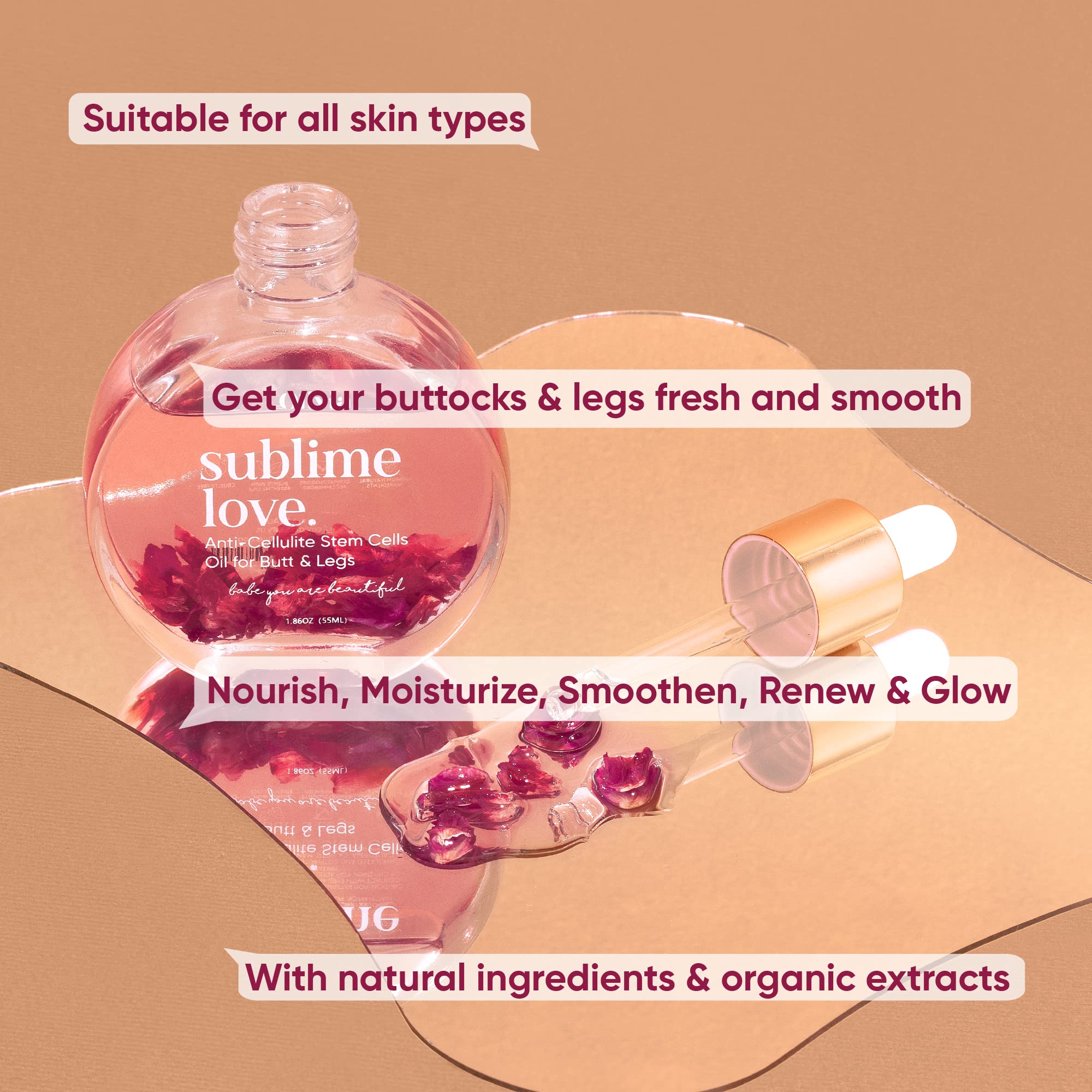 Olivia Buttocks & Legs Nourishing Sublime Love Oil - Moisturizing Body Oil for Dry, Non-Greasy Skin Care, Softens, Hydrates.1.8 Fl Oz