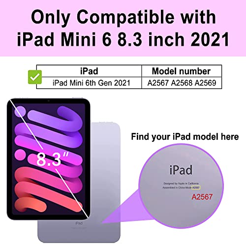 iPad Mini 6 Case with Pencil Holder 8.3 inch 2021, Support 2nd Gen Apple Pencil Charging, Premium PU Leather Smart Cover, Auto Wake/Sleep, Shockproof Protective iPad Mini 6th Generation Case