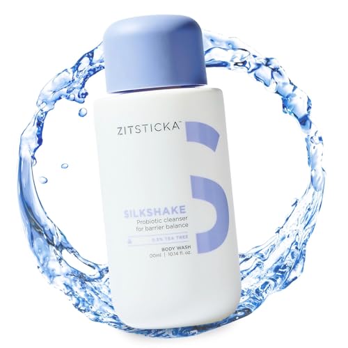 ZitSticka Body Wash - SILKSHAKE Probiotic-Rich Body Cleanser w/Tea Tree & Omega 3, 6 & 9 for Back Acne & Breakout Prone Skin, Sensitive Skin, Oily Skin, Dermatologist Tested