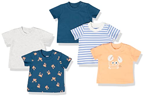 Amazon Essentials Unisex Babies' Short-Sleeve Tee, Pack of 5, Blue Sea Life, 18 Months