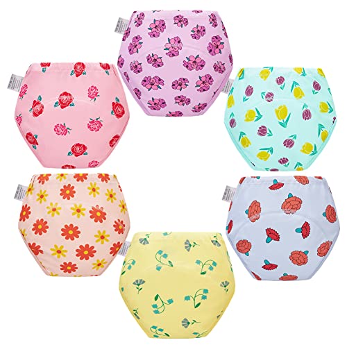 Skhls Training Pants Underwear for Toddler Girls Potty Training Floral Print Multipack, 6 Pack 5T
