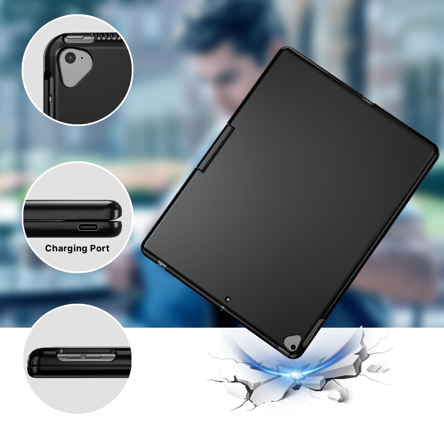 edaiser Swivel Keyboard Case for iPad 10.2 inch 9th 8th 7th, iPad Air 3rd and iPad Pro 10.5 2nd Generation: Wireless Rotatable Cover, Pencil Holder, Smart Trackpad, RGB Backlit, Black