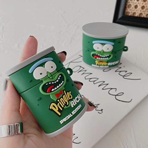 HAOZOHAO Compatible with AirPods Pro Case [3D Rick and Morty Cute Unique Cartoon ] Personalized Custom Skin Silicone Protective Cases(Green)