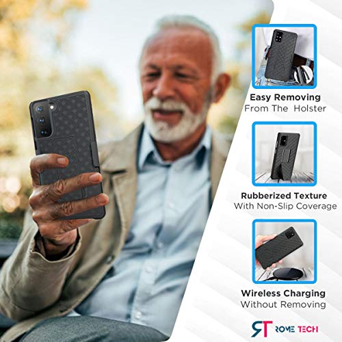 Rome Tech Holster Case with Belt Clip for Samsung Galaxy S21 / S21 5G [ONLY] Slim Heavy Duty Shell Holster Combo - Rugged Phone Cover with Kickstand Compatible with Samsung Galaxy S21 - Black