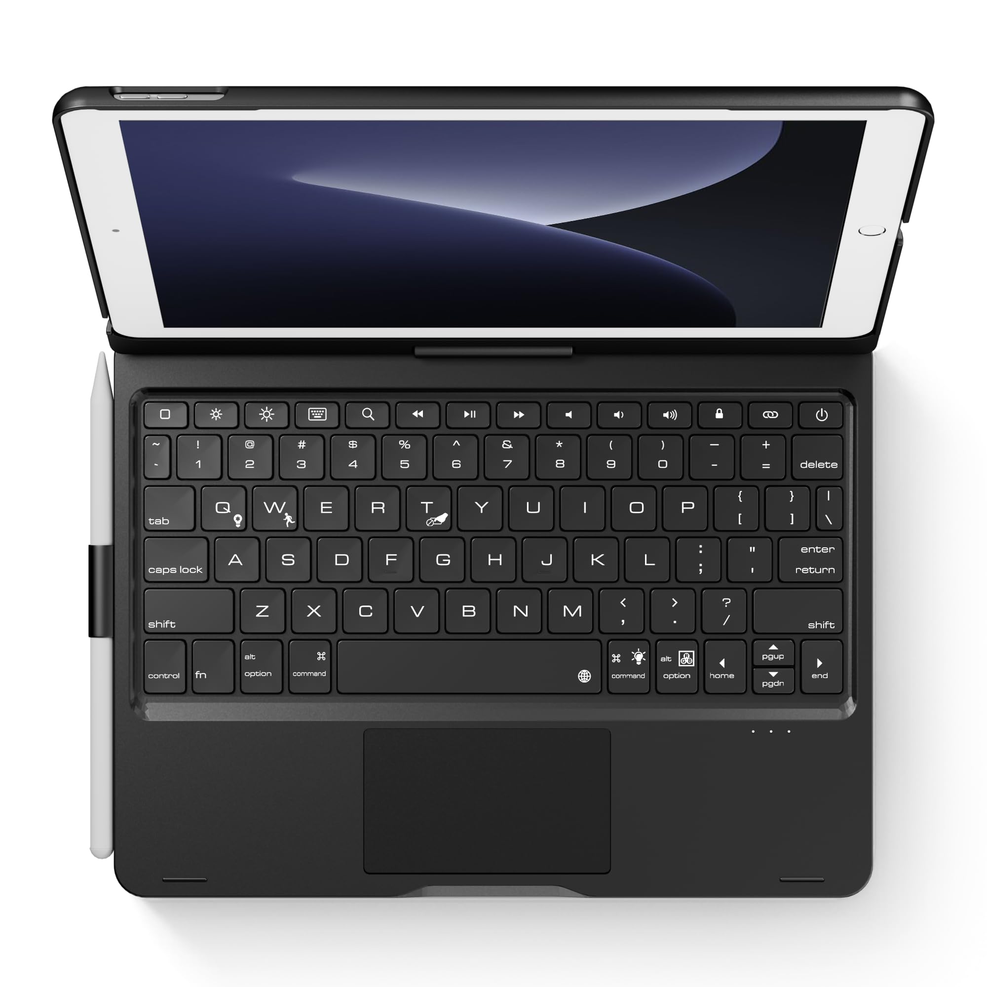 edaiser Swivel Keyboard Case for iPad 10.2 inch 9th 8th 7th, iPad Air 3rd and iPad Pro 10.5 2nd Generation: Wireless Rotatable Cover, Pencil Holder, Smart Trackpad, RGB Backlit, Black