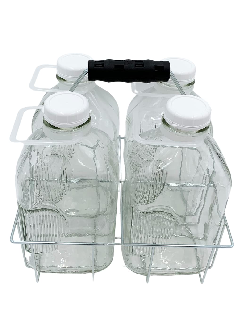 Wire Bottle Carrier for Libbey, StanPac, The Dairy Shoppe 32 and 64 oz Bottles (64 oz The Dairy Shoppe ®, 4 Cell Carrier)