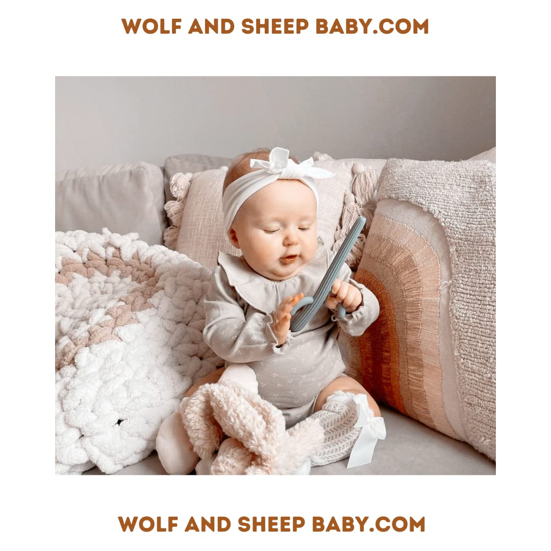 Hollow Teething Tube, Silicone teether, Ages 0+ BPA Free with Cleaning Brush, Teething Straws for Babies, freezable Baby teether, Teething Sticks for Babies(1 Pack) (Sahara) Wolf+Sheep