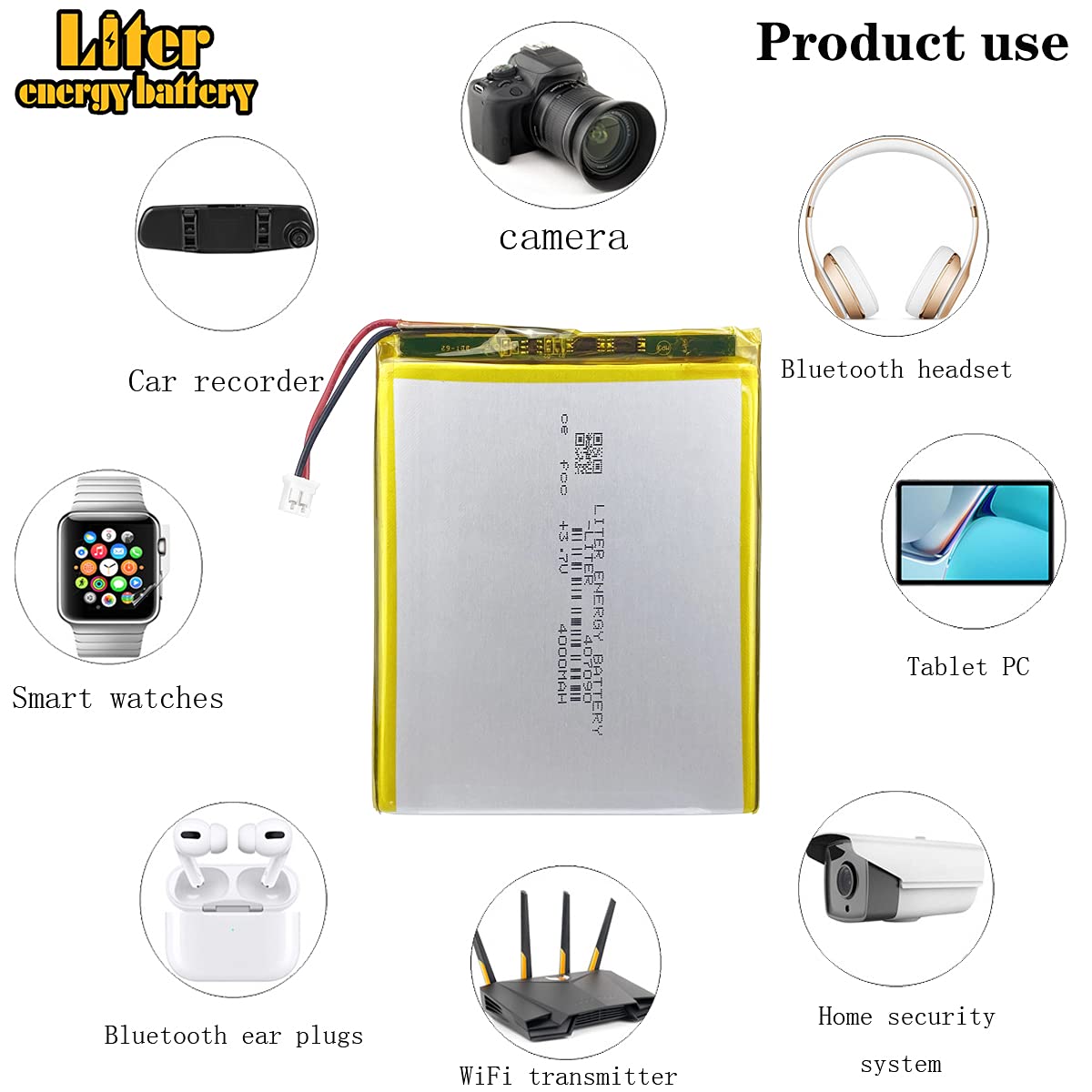 Liter energybattery 3.7V Lipo Battery 4000mAh Rechargeable Lithium ion Polymer Battery 407090 Lithium Polymer ion Battery with JST Connector
