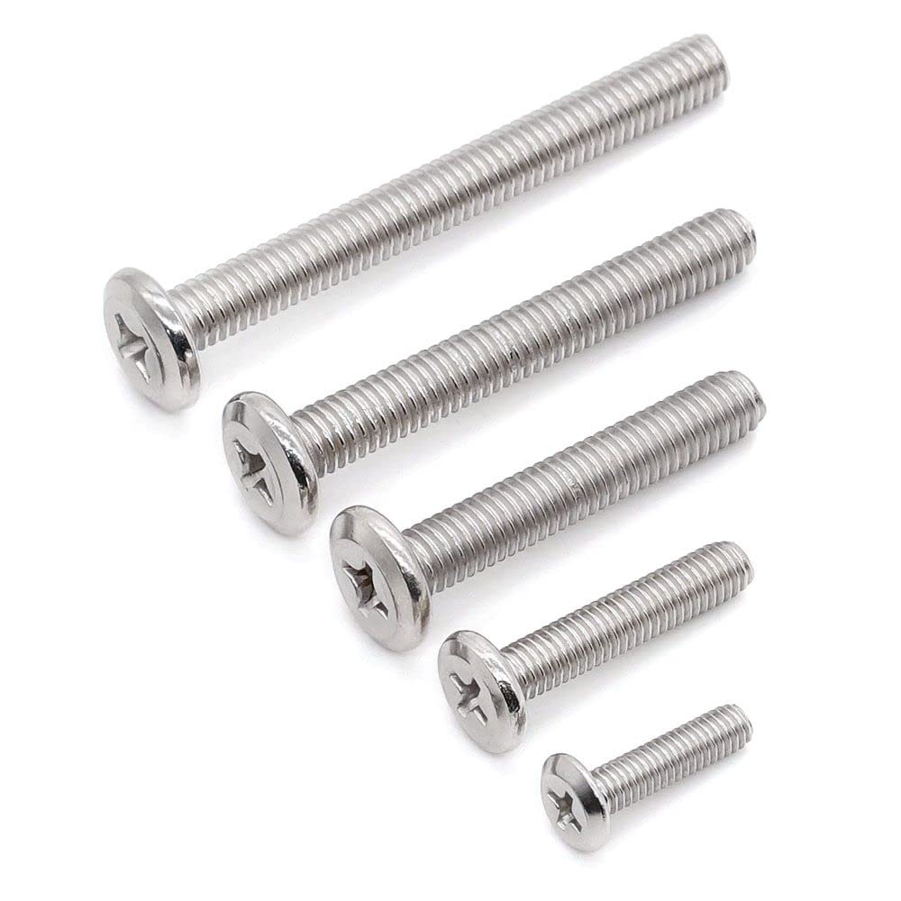 Glvaner (25 pcs) M6-1.0 x 35mm Binding Screws, Flat Round Head Phillips Drive Machine Screw 304 Stainless Steel 18-8 Full Thread, Furniture Screw Connection Bolt Screw
