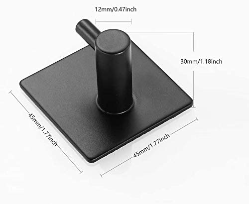 ZHhan 4 Packs Hooks Heavy Duty Wall Hooks Self Adhesive Waterproof Stainless Steel Hooks for Hanging Coat, Hat,Towel Robe Hook Rack Wall Mount Bathroom and Bedroom Black