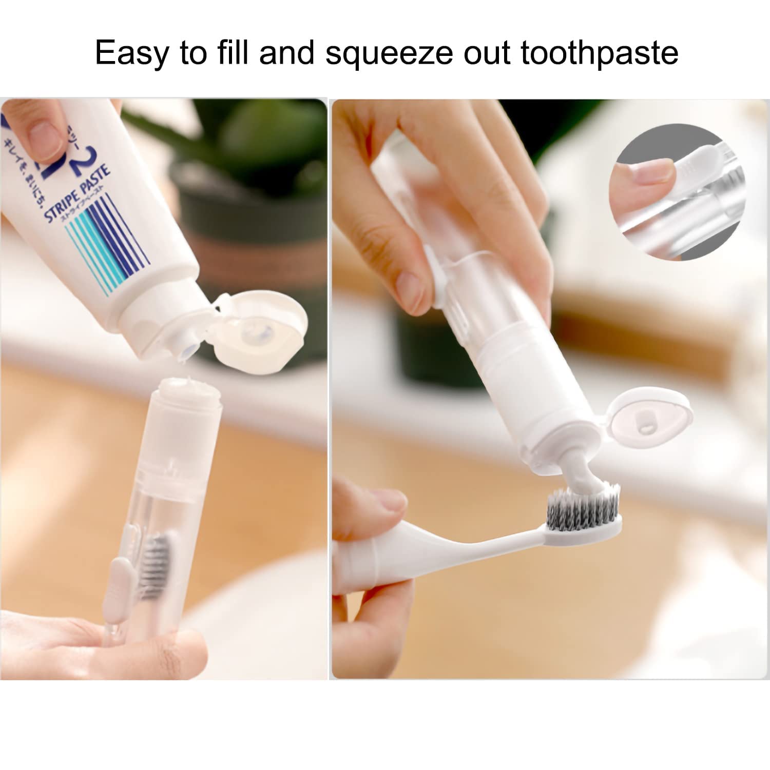 prony 3 in 1 Portable Travel Toothbrush with Travel Case and Extra Soft Bristles and Built-in Refillable Toothpaste Tube,Travel Essential Accessories