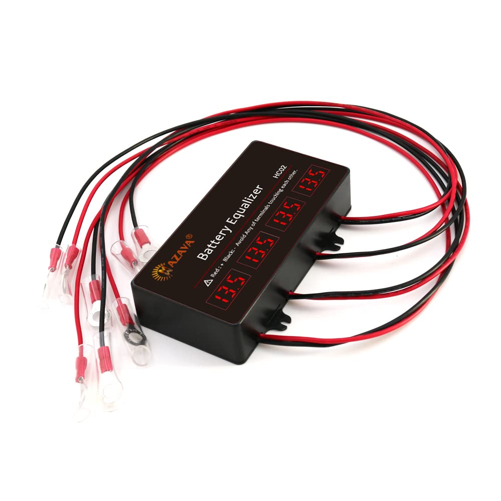 Mazava HC02 LED Tube Display Battery Equalizer Voltage Regulator 4pcs Batteries Active Balancer 4S Connected in Series for 48V Battery System Solar Power System Extend Battery Life