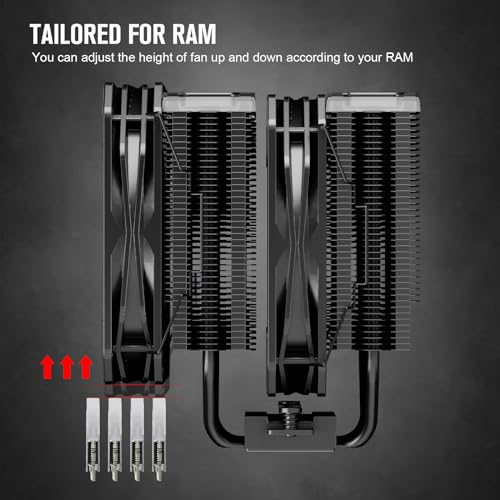 Vetroo U6PRO Dual Tower CPU Cooler - 220W TDP, 6 Heatpipes, Top ARGB Lighting, 130mm ARGB & PWM Fan - Compatible with Intel LGA 1851/1700/1200/115X & AMD AM5/AM4