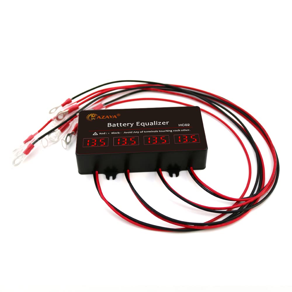 Mazava HC02 LED Tube Display Battery Equalizer Voltage Regulator 4pcs Batteries Active Balancer 4S Connected in Series for 48V Battery System Solar Power System Extend Battery Life
